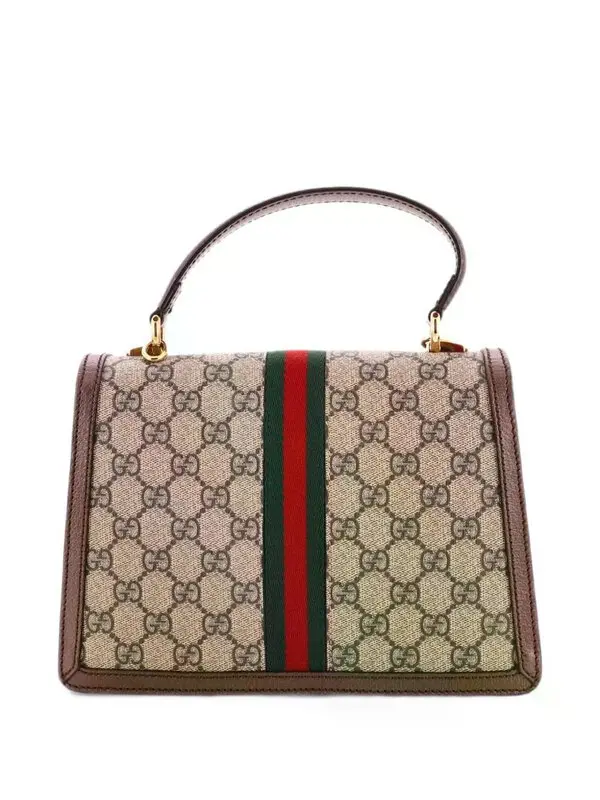 Gucci Ophidia Flap Top Handle Bag Gg Coated Canvas Small Satchel