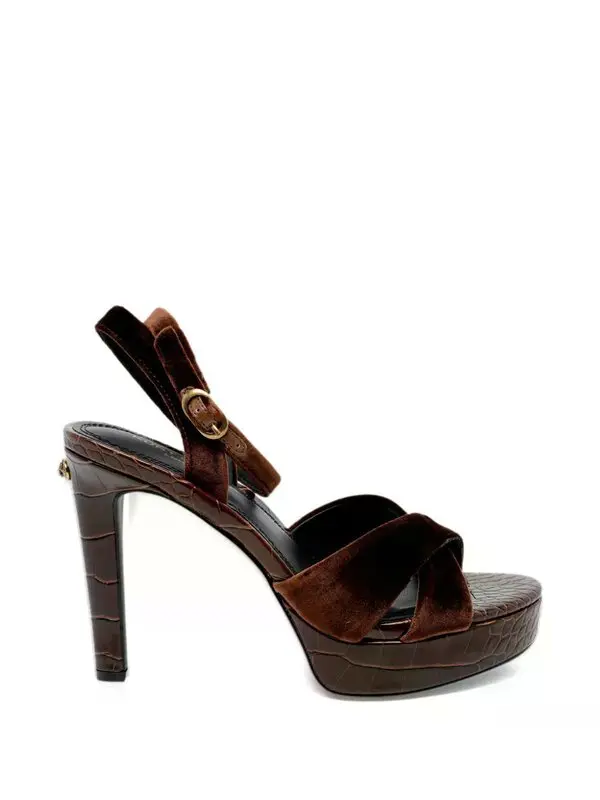 Kurt Geiger Gloria Croc-effect Heeled Sandals - Brown