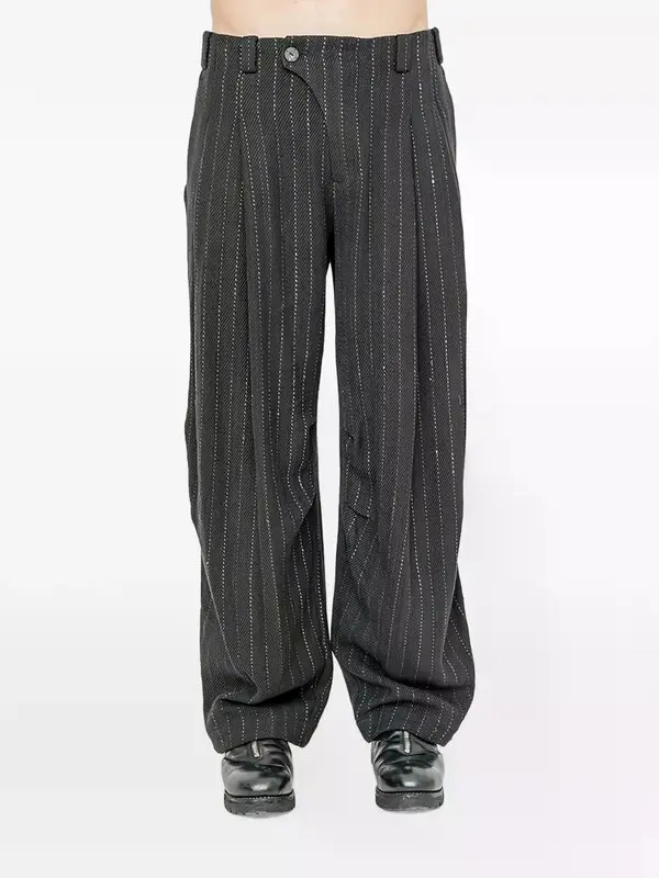 DEVOA Pinstripe-pattern Pleated Trousers