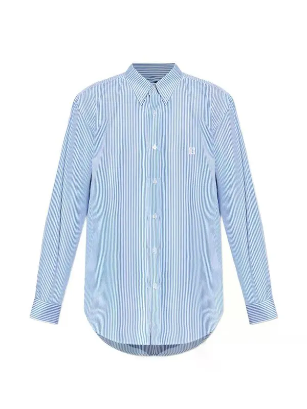 Balmain Striped-pattern Logo-embroidered Shirt - Blue