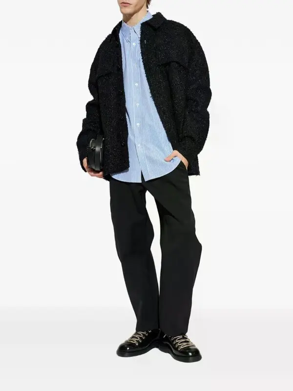 Balmain Striped-pattern Logo-embroidered Shirt