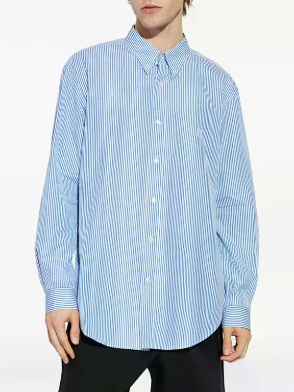 Balmain Striped-pattern Logo-embroidered Shirt
