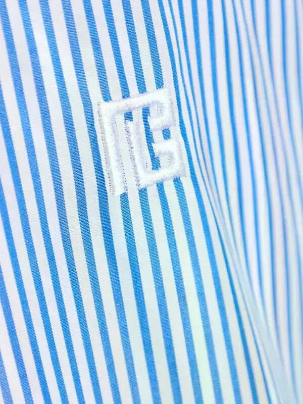 Balmain Striped-pattern Logo-embroidered Shirt