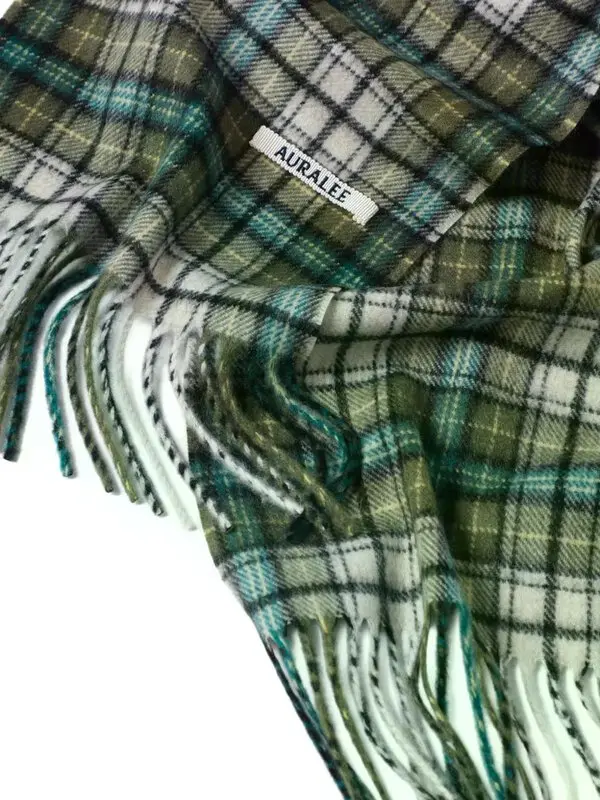 Auralee Check-pattern Fringed Scarf