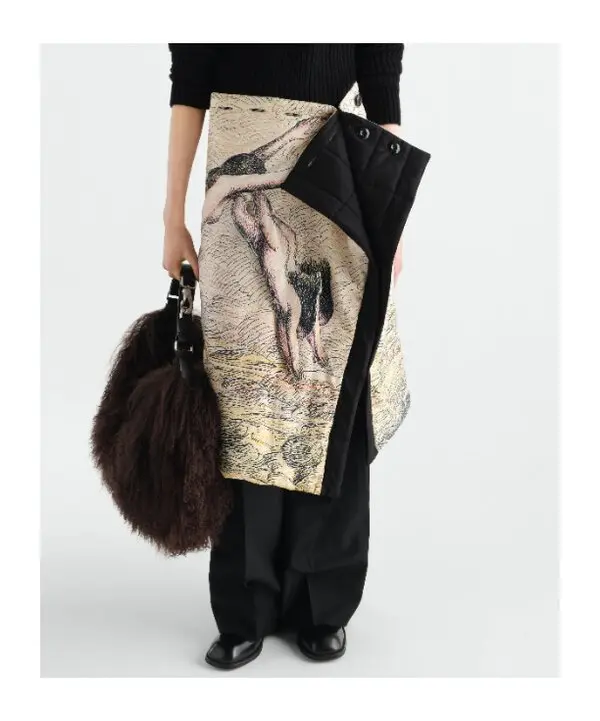 LEMAIRE Quilted Wrap Skirt In Flashback Printed Dry Silk