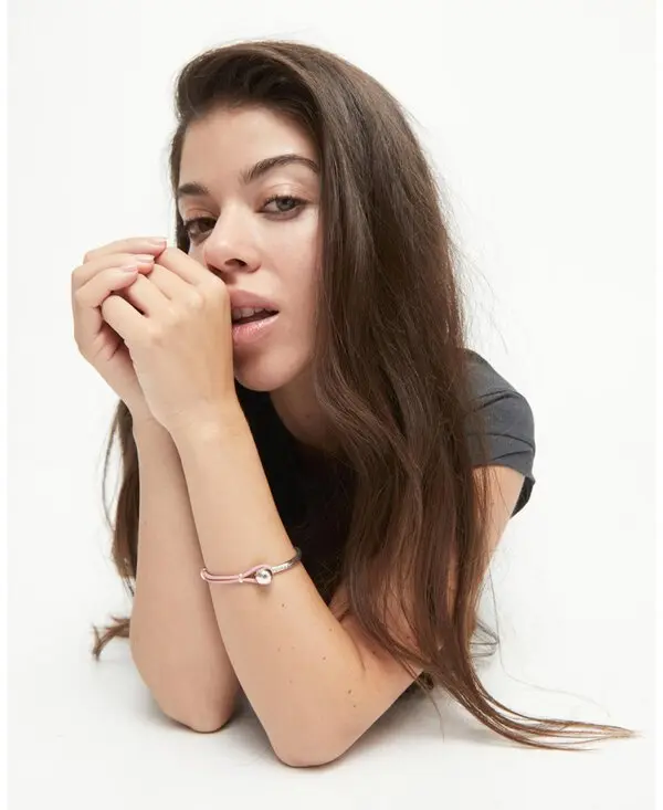 UNODE50 Sterling Plated Semi-rigid Bracelet With Pink Leather