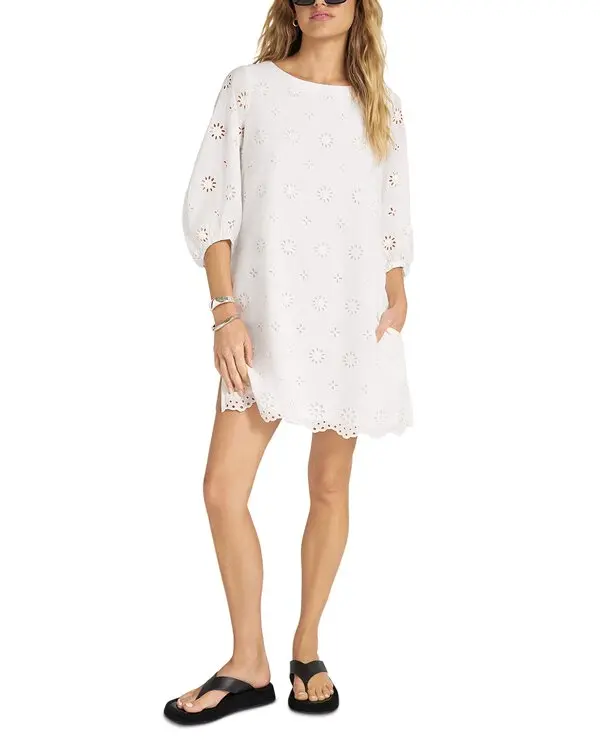 MATTY M Ona Cotton Eyelet Popover Dress - Vellum