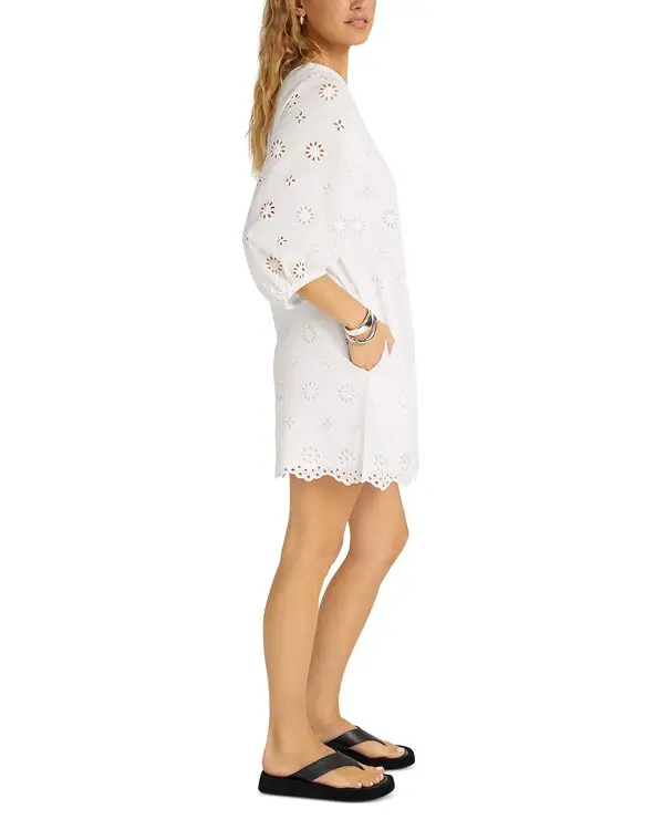 MATTY M Ona Cotton Eyelet Popover Dress - Vellum