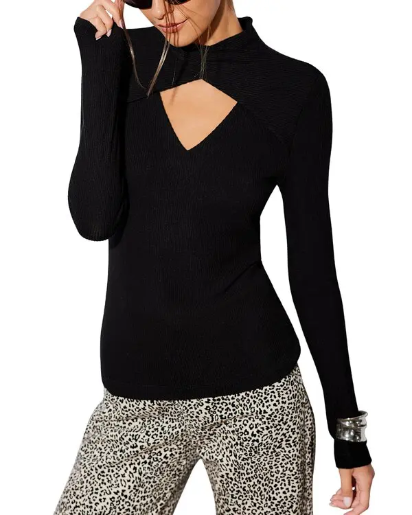 Fifteen Twenty Kari Crossover V Neck Long Sleeve Top