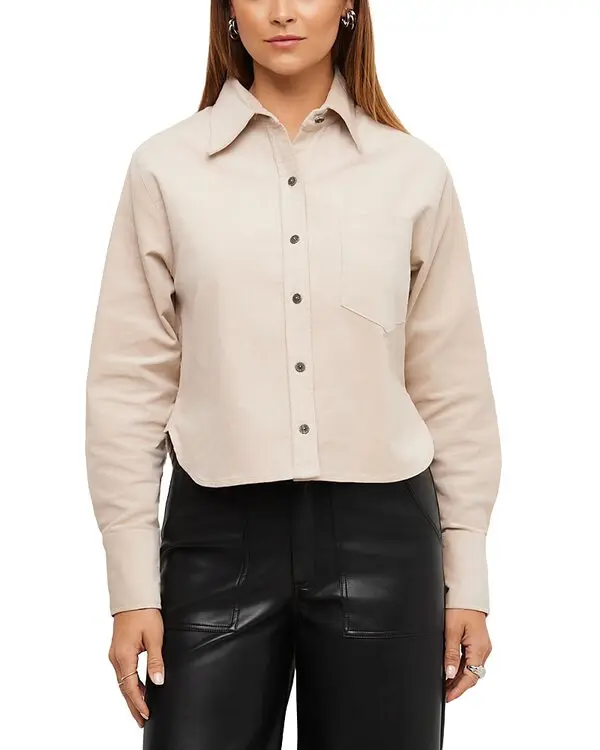Fifteen Twenty Casi Corduroy Cropped Button Down Shirt