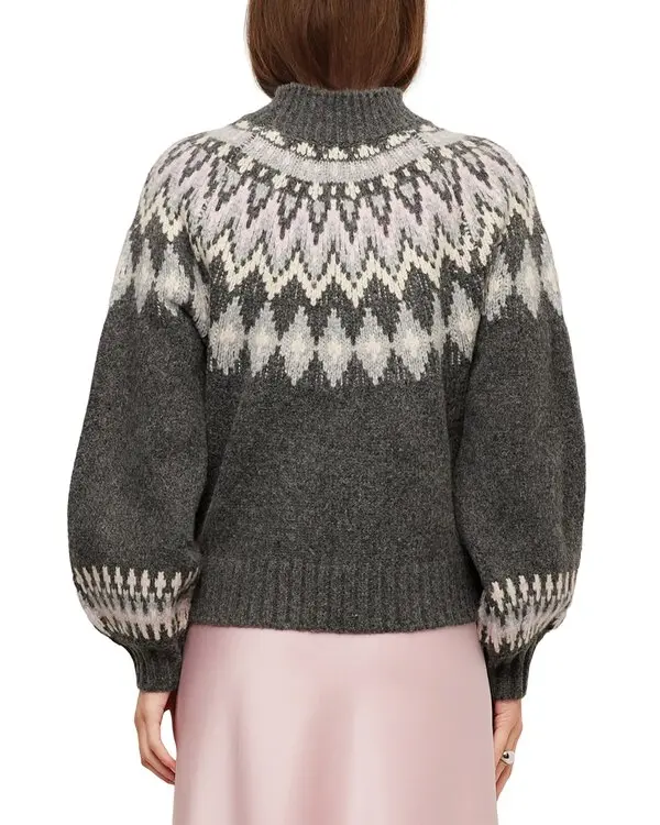 Fifteen Twenty Zarah Jacquard Mock Neck Fair Isle Sweater
