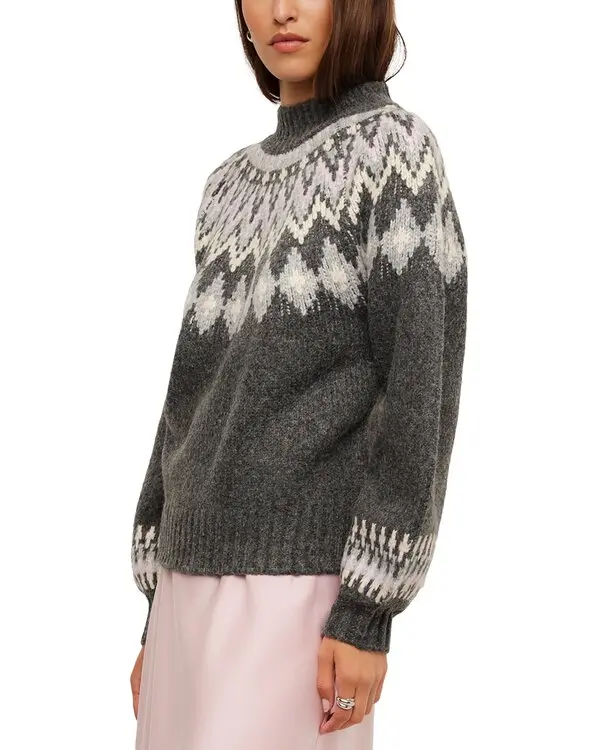 Fifteen Twenty Zarah Jacquard Mock Neck Fair Isle Sweater