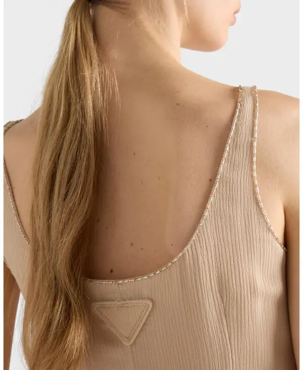 Prada Embroidered Triple Chiffon Dress