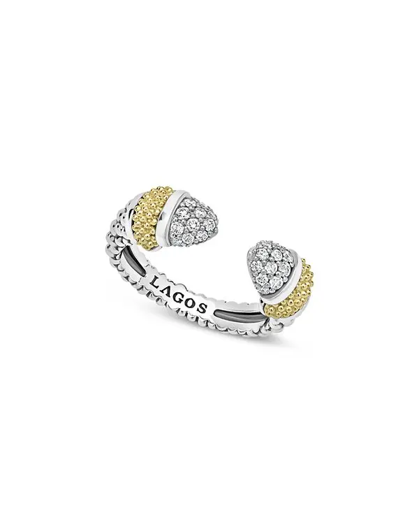 Lagos Sterling & 18k Yellow Gold Caviar Diamond Versa Ring, 0.29 Tcw - Silver