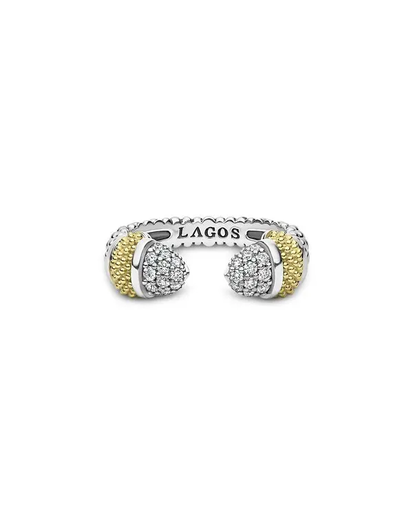 Lagos Sterling & 18k Yellow Gold Caviar Diamond Versa Ring, 0.29 Tcw