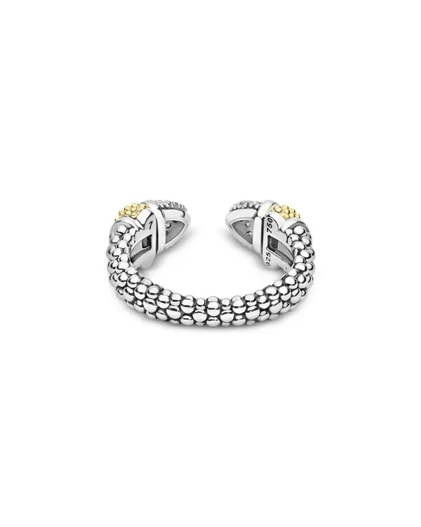 Lagos Sterling & 18k Yellow Gold Caviar Diamond Versa Ring, 0.29 Tcw