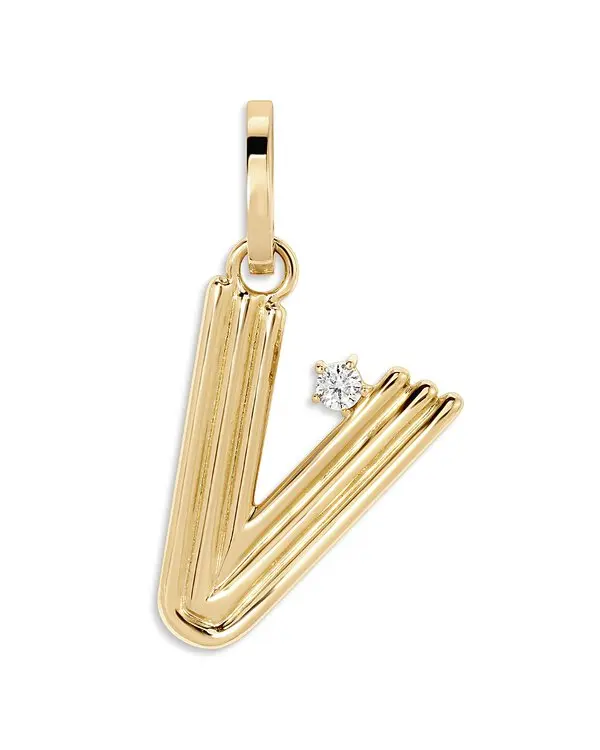 Adina Reyter 14k Yellow Gold Diamond Groovy B Initial Pendant, 0.06 Tcw - V