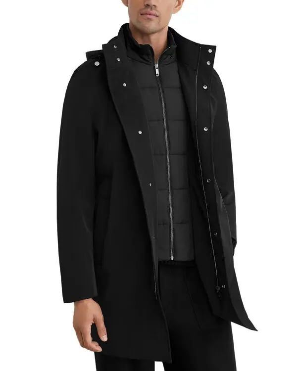 REISS Hilson Overcoat & Removable Quilted Gilet