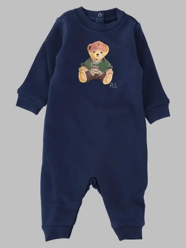Polo Ralph Lauren Ribbed Knit Mini Coverall For Baby - Blue