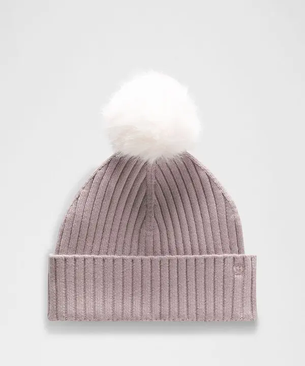 Lululemon Merino Wool-blend Ribbed-knit Pom Beanie - Silver Dust