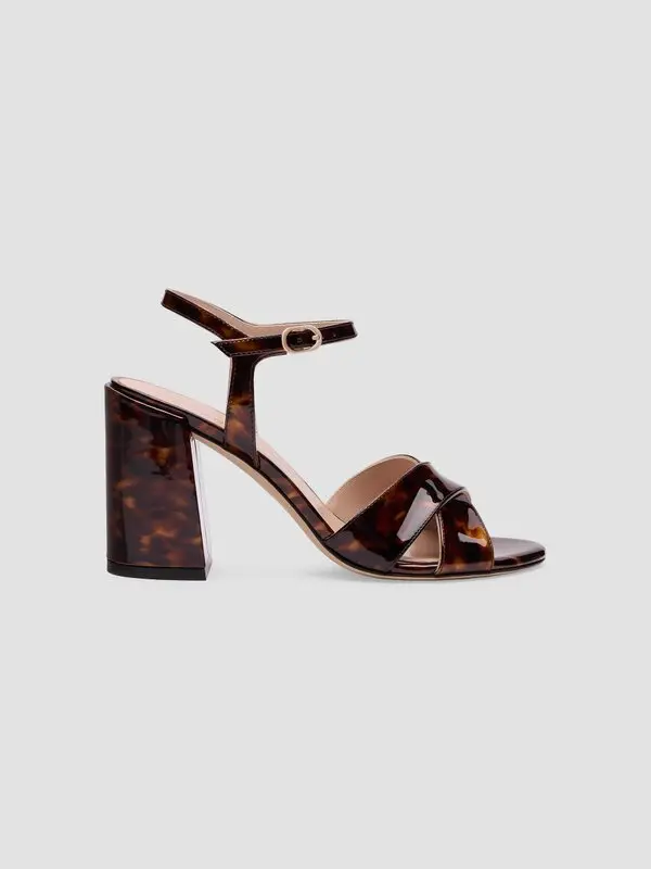 STUART WEITZMAN Alyssa 85mm Tortoise-shell-print Patent Leather Sandals