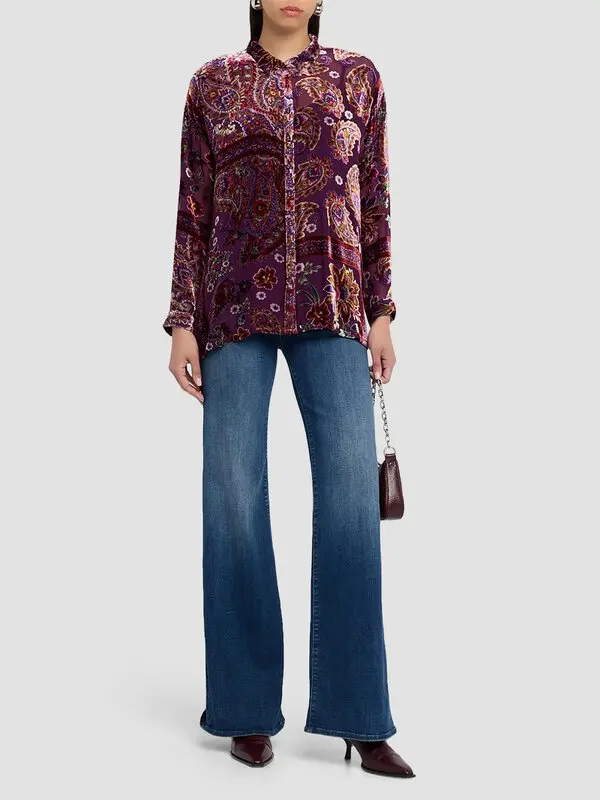 Johnny Was The Slim Audrey Embroidered Floral Burnout Shirt