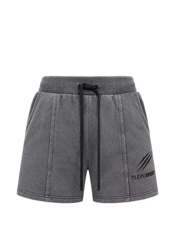 PLEIN SPORT Acid-wash Logo-print Mini Shorts