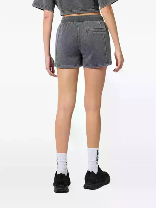PLEIN SPORT Acid-wash Logo-print Mini Shorts