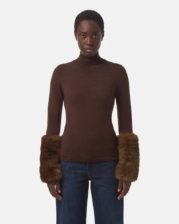 Apparis Aspen Cuff Turtleneck - Deep Brown/mink