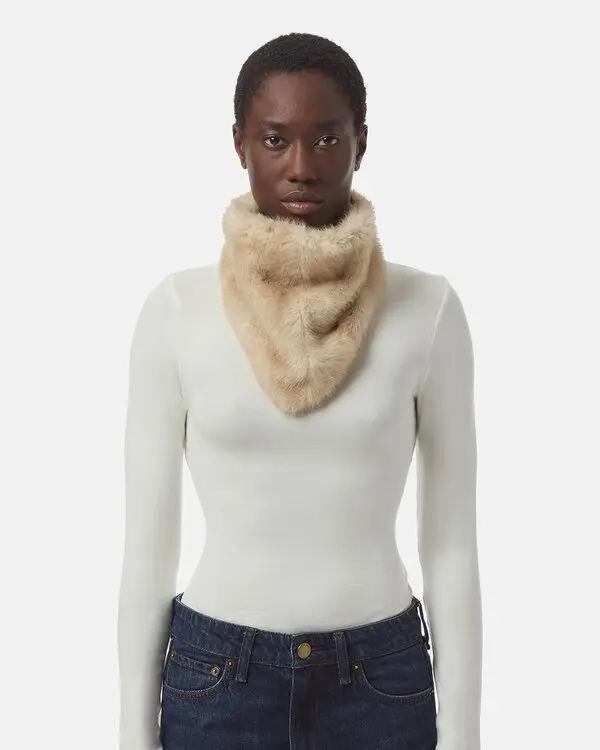 Apparis Cat Shaved Mink Bandana Scarf - Latte Multi
