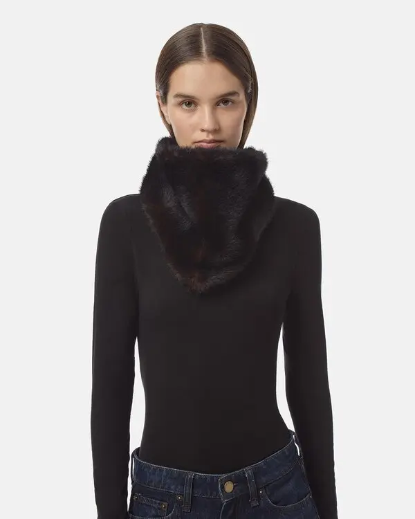 Apparis Cat Shaved Mink Bandana Scarf - Noir Multi