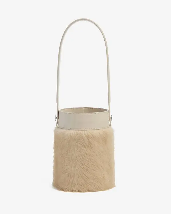 Apparis Claire Shaved Mink Wine Bag - Beige/latte Multi