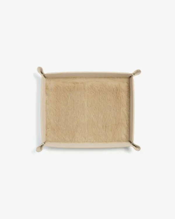 Apparis Mimi Shaved Mink Rectangular Catchall - Beige/latte Multi
