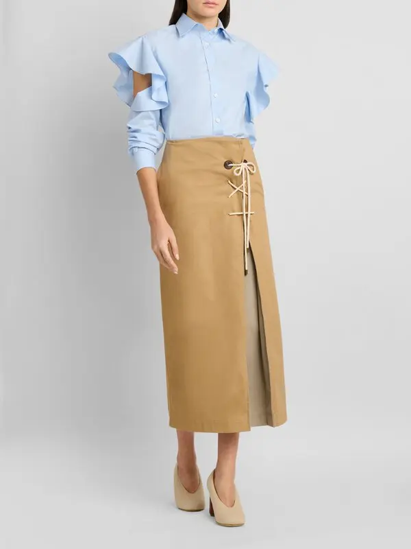 Moschino Cotton Gabardine Wrap Midi Skirt