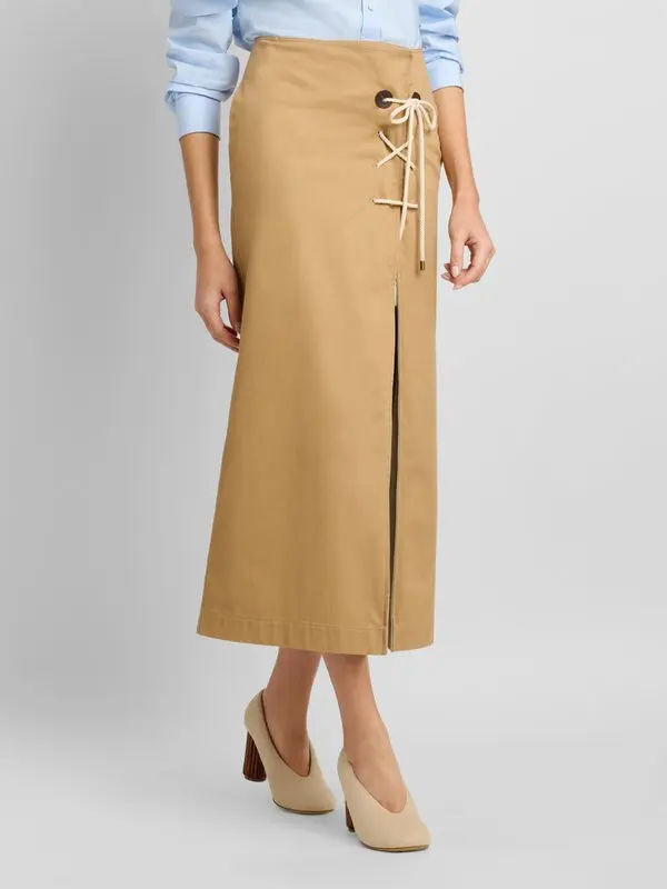 Moschino Cotton Gabardine Wrap Midi Skirt