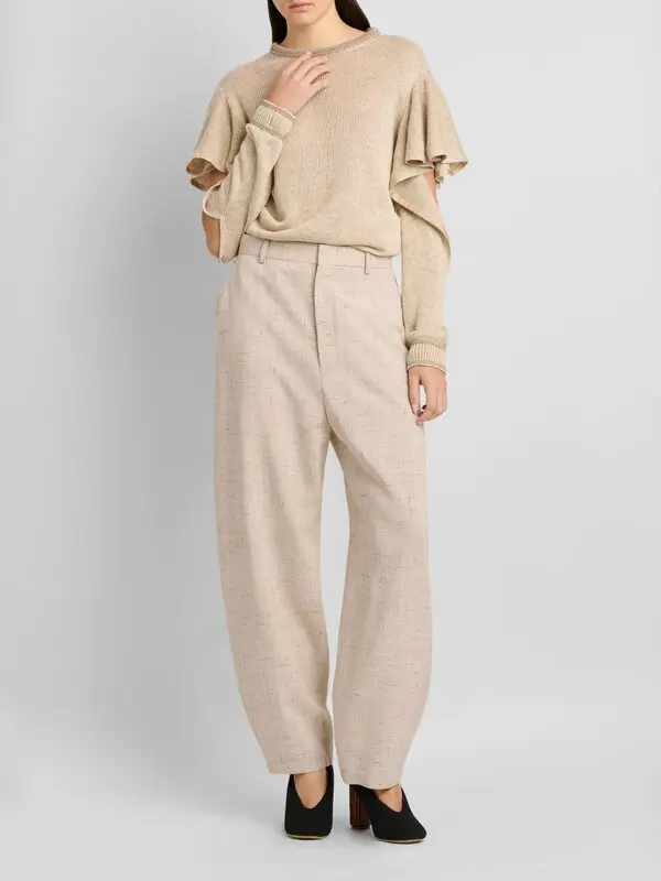 Moschino Ruffle Cold Shoulder Knit Sweater