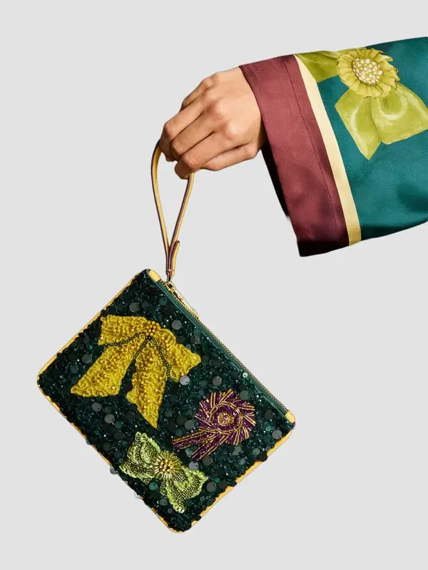 ALEMAIS Rosette Beaded Clutch