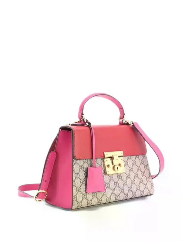 Gucci Padlock Top Handle Bag Gg Coated Canvas And Leather Small Satchel