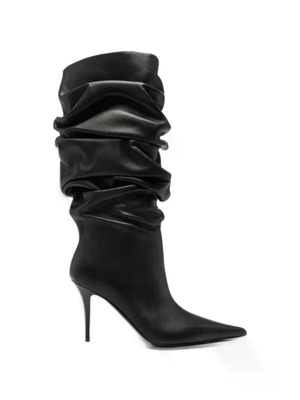 Amina Muaddi Ruched Pointed-toe Boots