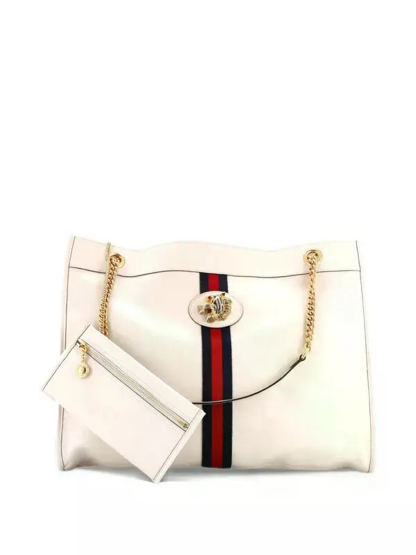Gucci Rajah Chain Leather Large Tote Bag - White