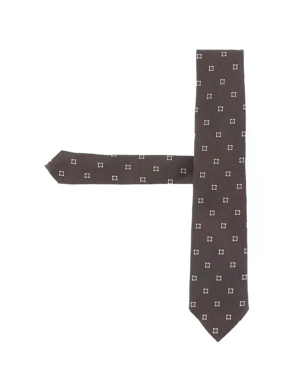 BOSS Italian-made Silk Tie With Jacquard Pattern - Brown