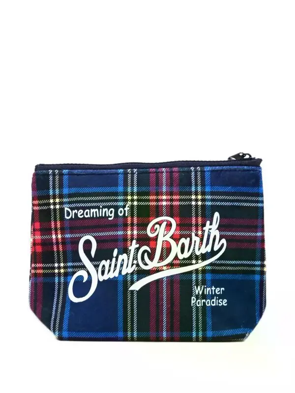 MC2 SAINT BARTH Aline Tartan-print Logo-print Clutch Bag