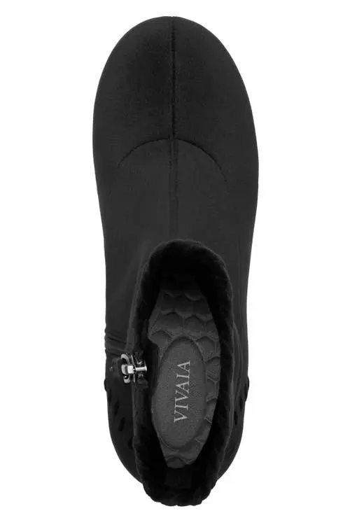 Vivaia Rhoda Round-toe Velvet Whipstitched Ankle Boots - Black