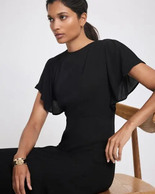 Mint Velvet Draped Asymmetric Midi Dress - Black