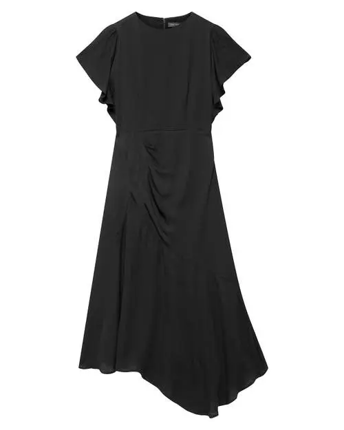 Mint Velvet Draped Asymmetric Midi Dress - Black