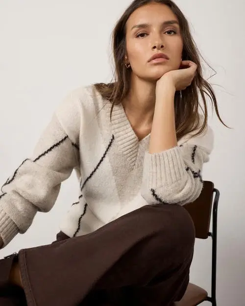 Mint Velvet Argyle Wool Blend Jumper