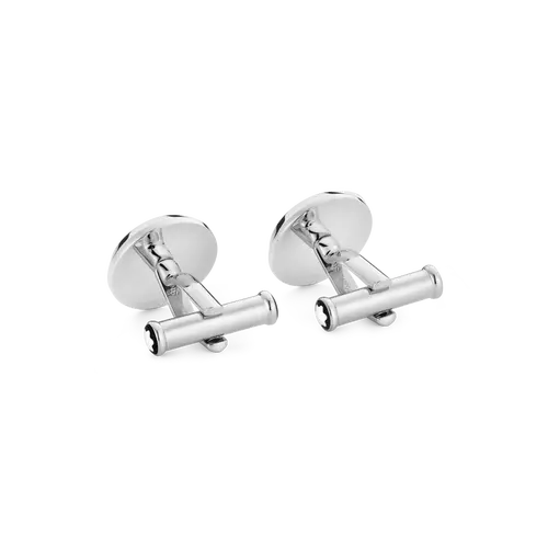 Montblanc Stainless Steel Carbon-patterned Inlay Round Cufflinks
