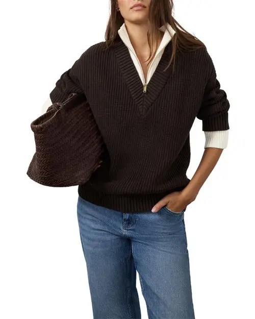 Mint Velvet Layered Funnel Neck Zip Jumper