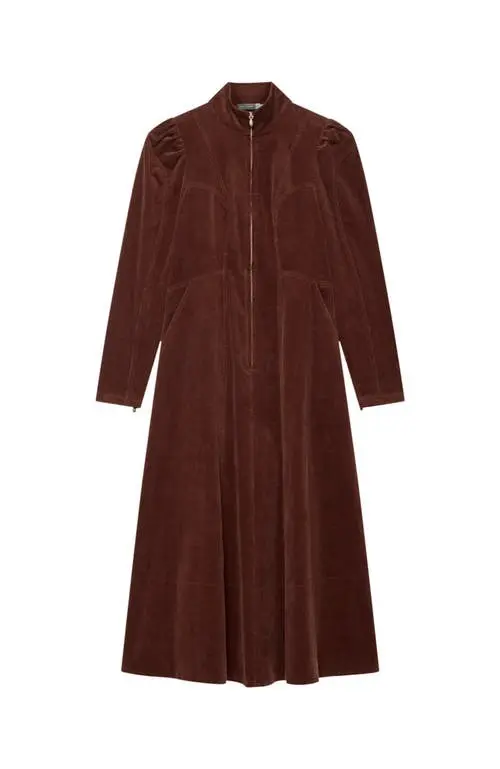 Mint Velvet Corduroy Stand Collar Midi Dress