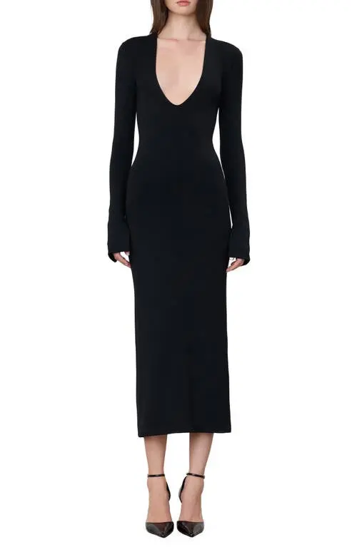 Eterne Deep V-neck Midi Dress